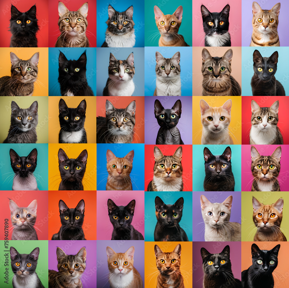 Collection of photos of various cats from all breeds Including cats of ...