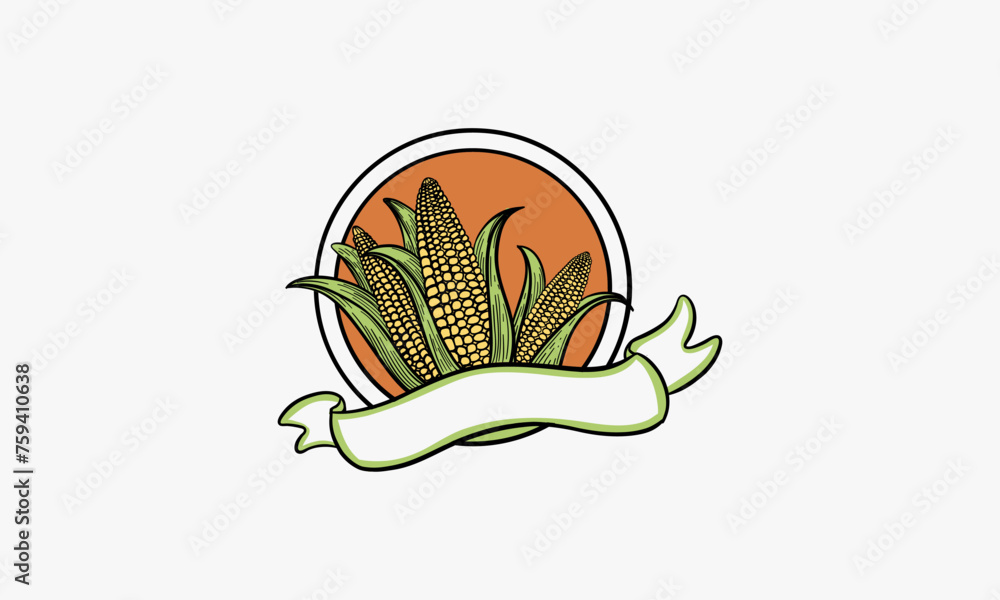 vintage corn badge logo, Corn farm hand drawn logo vector Stock Vector ...