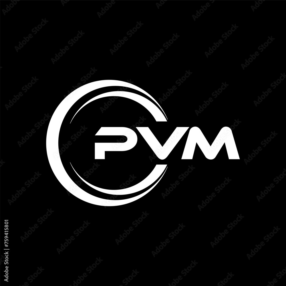 PVM letter logo design with black background in illustrator, cube logo ...