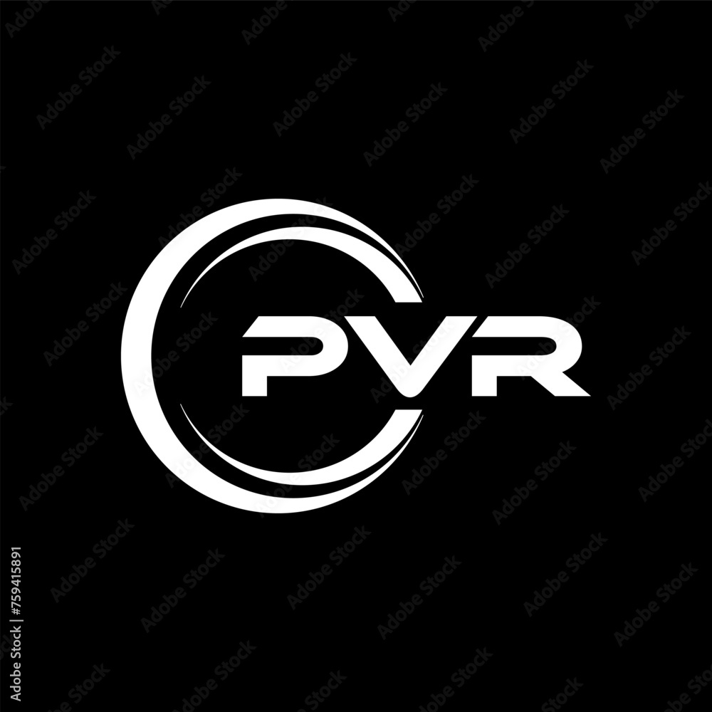 PVR letter logo design with black background in illustrator, cube logo ...