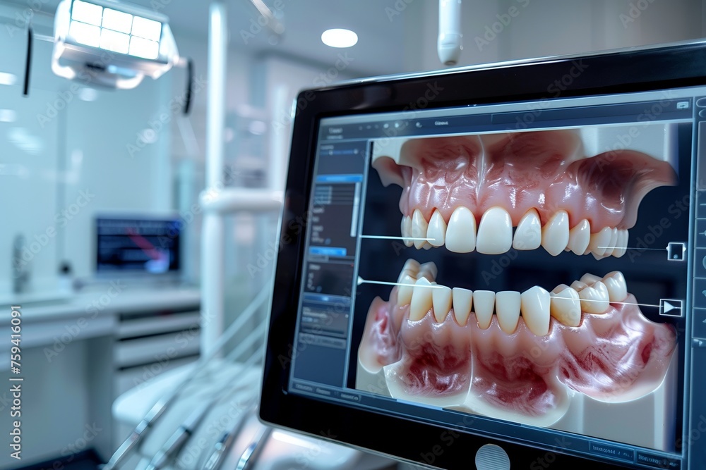 Cutting edge 3D dental imaging in a dental clinic showing a patients ...