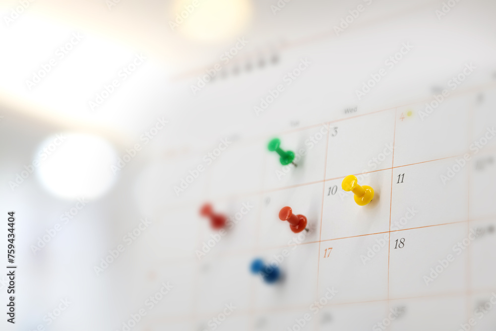 Pin on blank desk calendar in office workplace concept time management ...