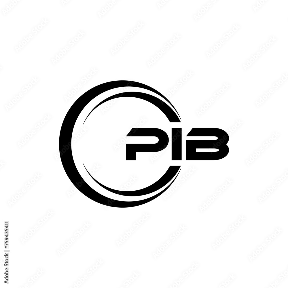 PIB letter logo design with white background in illustrator, cube logo ...