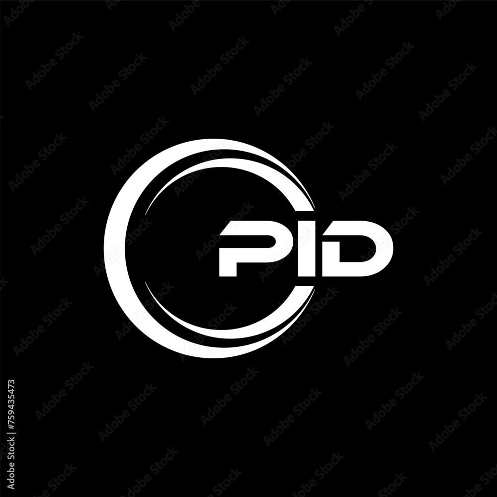 PID letter logo design with black background in illustrator, cube logo ...