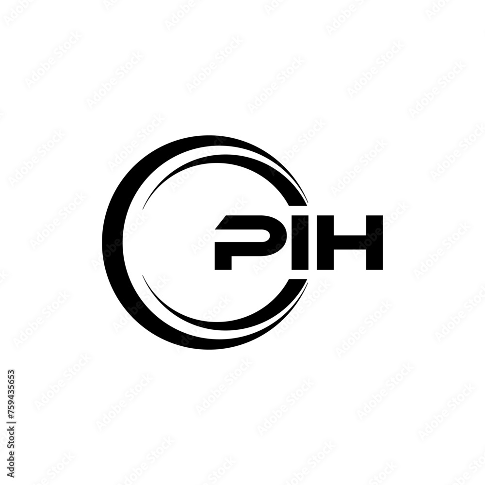 PIH letter logo design with white background in illustrator, cube logo ...