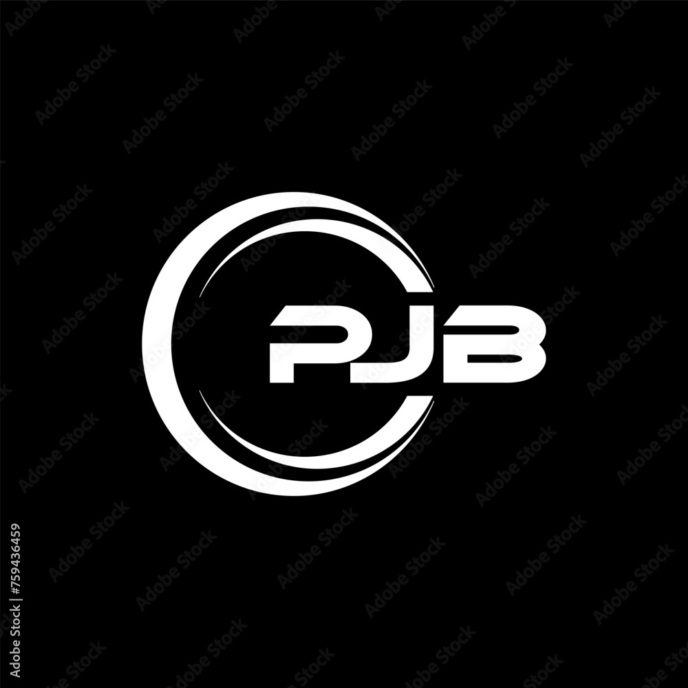 PJB letter logo design with black background in illustrator, cube logo ...