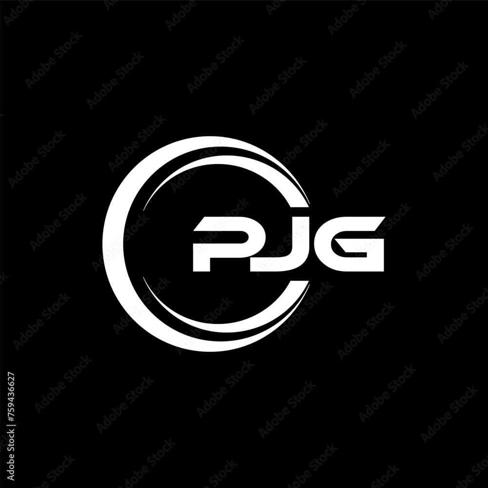 PJG letter logo design with black background in illustrator, cube logo ...