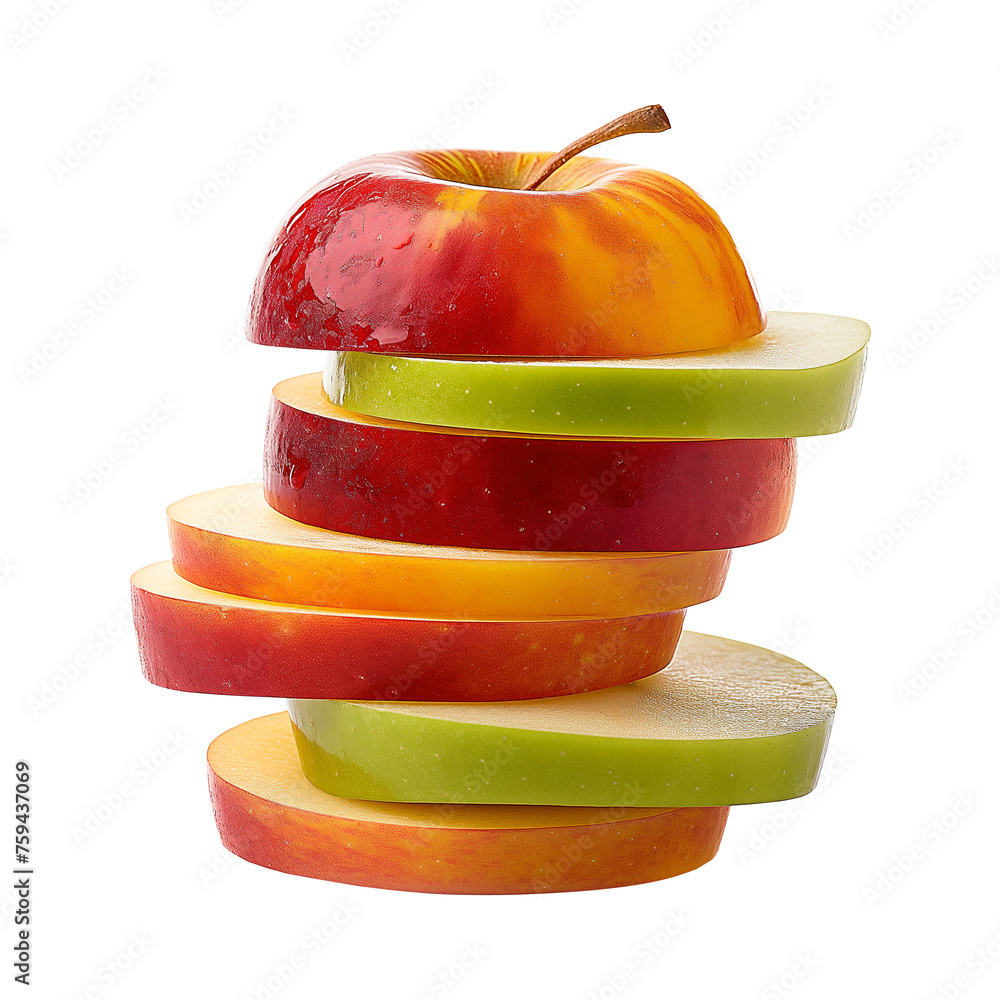 Apples slice stack isolated on white background, Healthy organic fruit ...