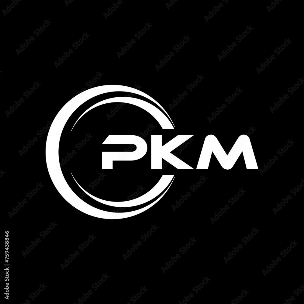 PKM letter logo design with black background in illustrator, cube logo ...