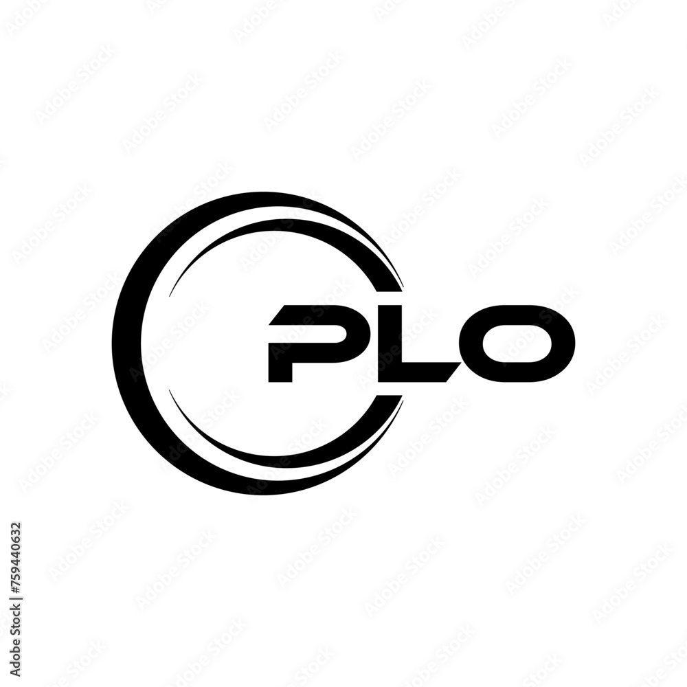 PLO letter logo design with white background in illustrator, cube logo ...