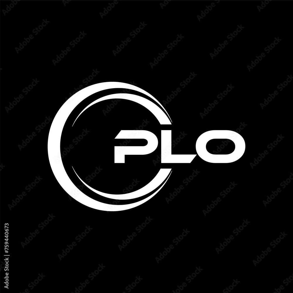 PLO letter logo design with black background in illustrator, cube logo ...