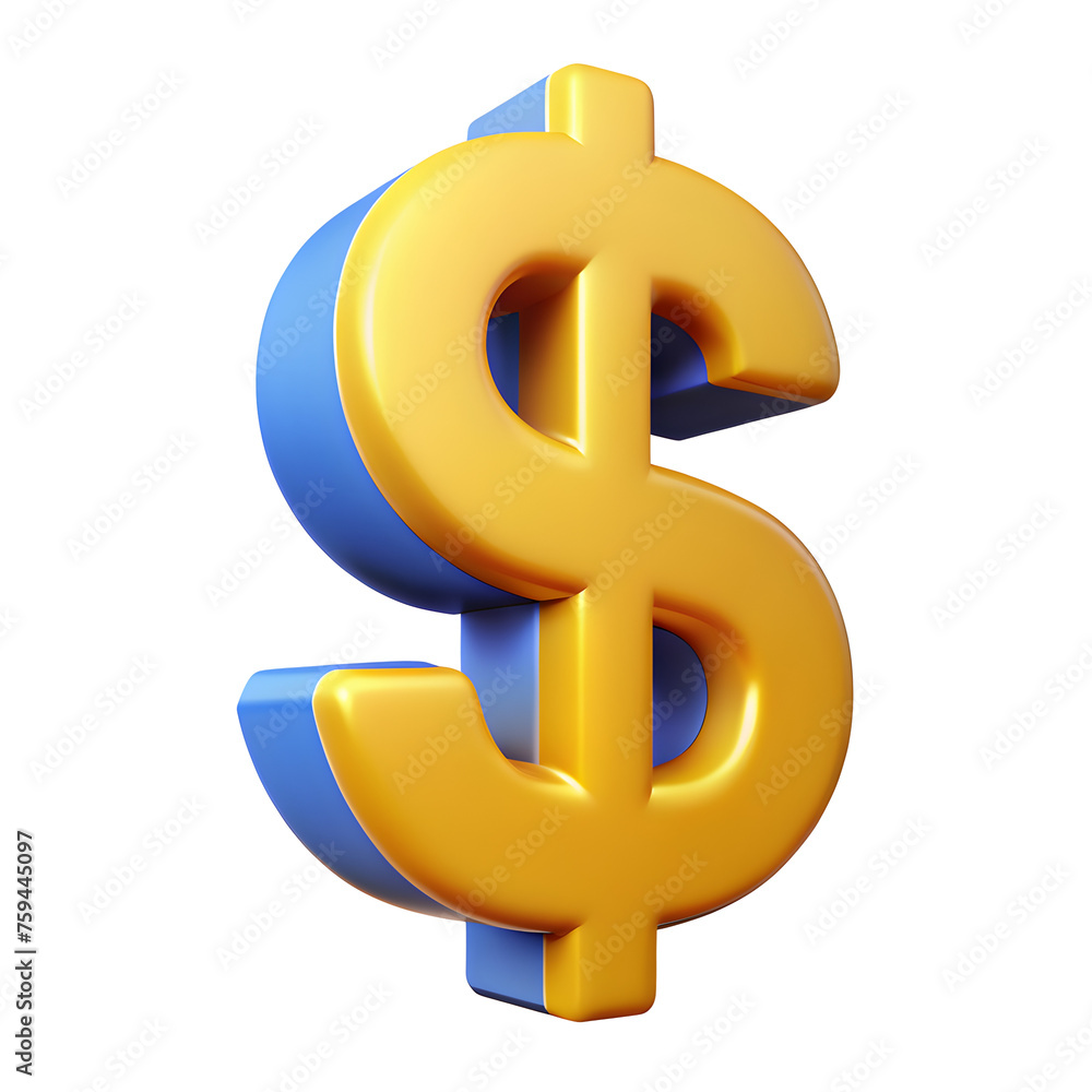 Dollar 3d icon PNG photo, 3d dollar sign in render style PNG icon on ...