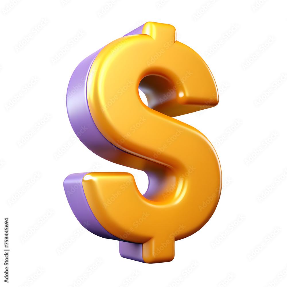 Dollar 3d icon PNG photo, 3d dollar sign in render style PNG icon on ...