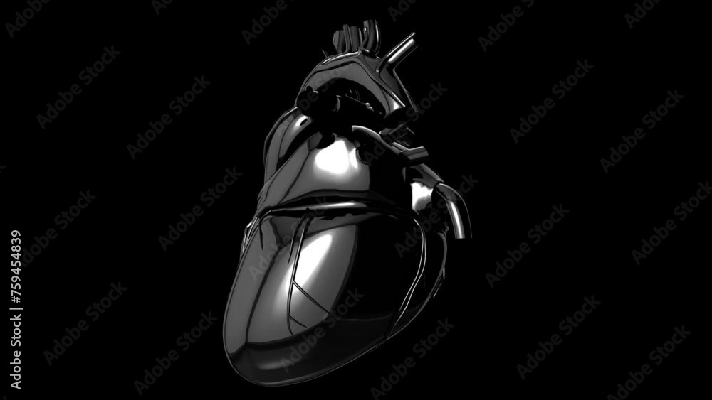 Anatomy Human Heart Beating 08 : Metalic texture : 1 revolution 4 ...