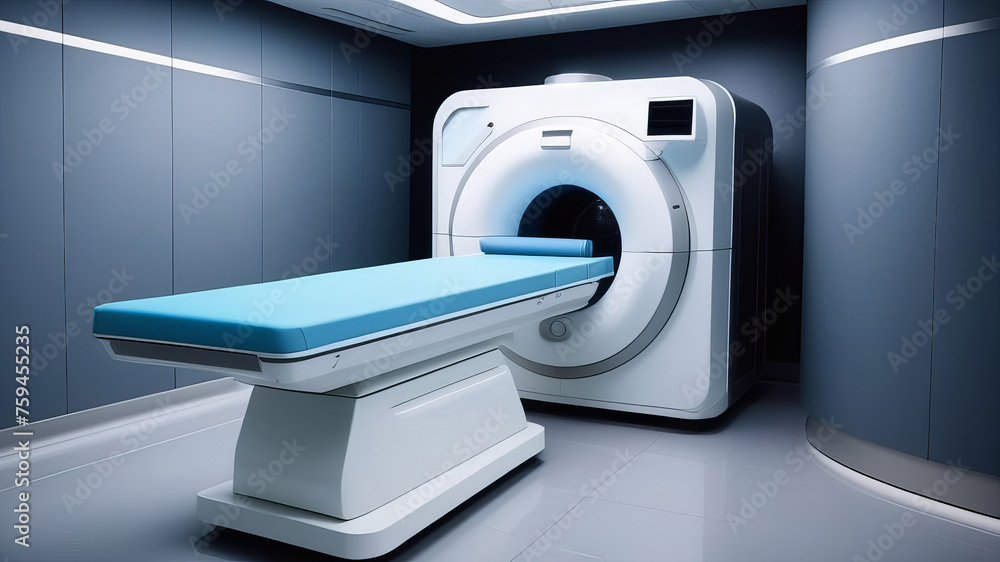 mri scan machine or magnetic resonance imaging scan. MRI scanner room ...