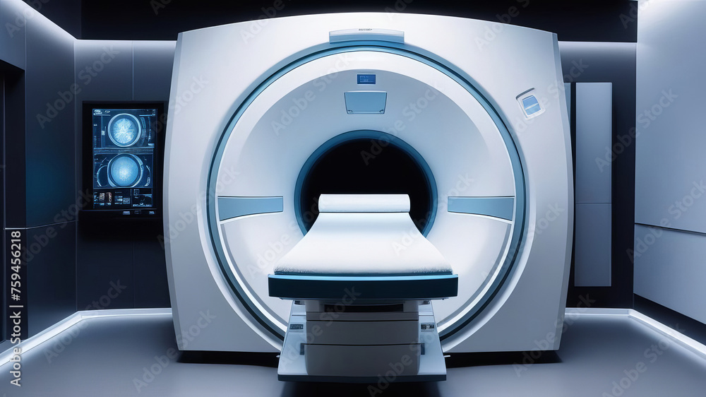 mri scan machine or magnetic resonance imaging scan. MRI scanner room ...