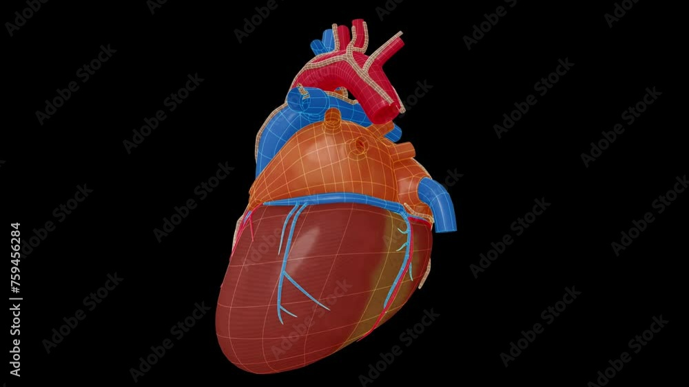 Anatomy Human Heart Beating 13 : Color-coded model : Plastic texture ...