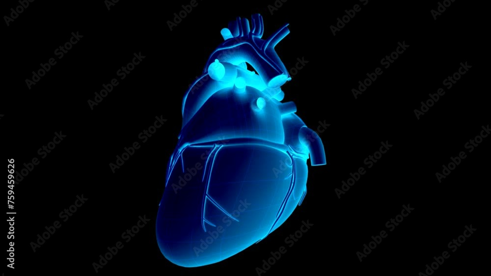 Anatomy Human Heart Beating 26 : Blue model : Glow texture : 1 ...