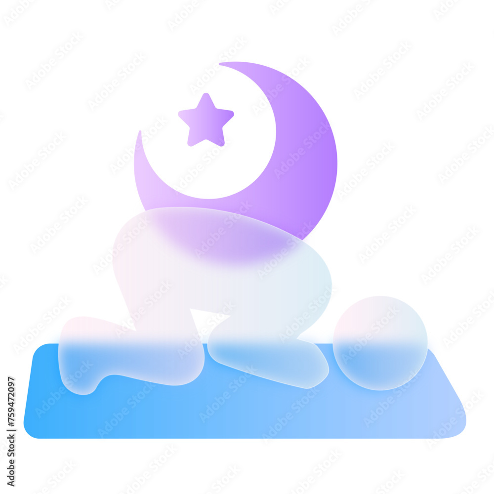 Shalat Praying Worship Ramadhan Muslim Islamic Icon Glassmorphism UI ...