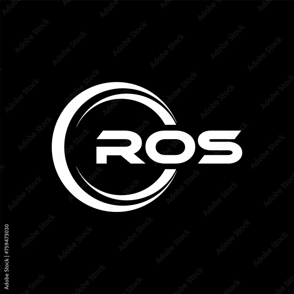 ROS letter logo design with black background in illustrator, cube logo ...