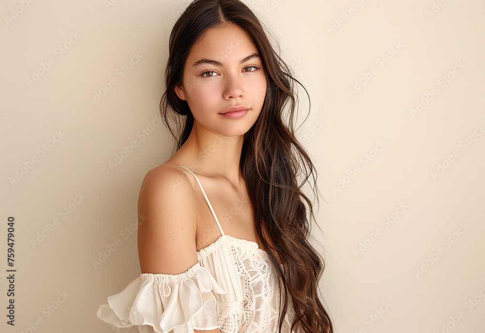 Portrait of Beautiful Native American Model Woman with beautiful ...