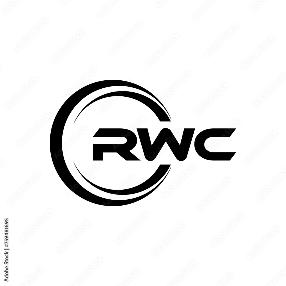 RWC letter logo design with white background in illustrator, cube logo ...