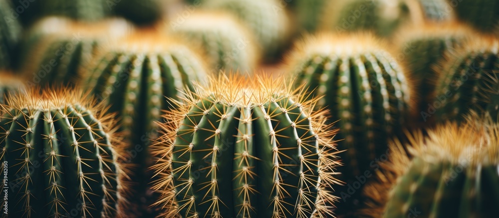 A close up of a row of cactus plants showcasing their unique patterns ...