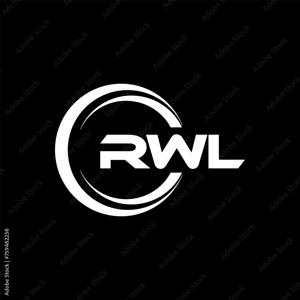 RWL letter logo design with black background in illustrator, cube logo ...