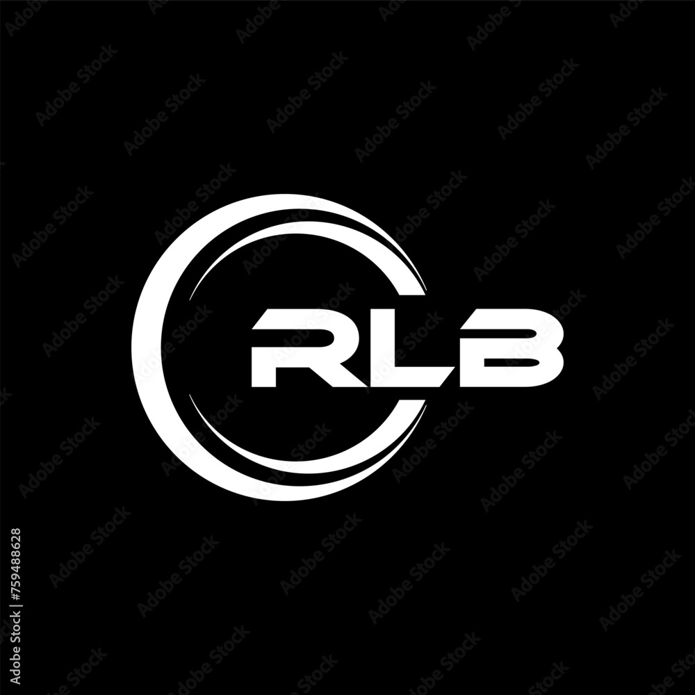 RLB letter logo design with black background in illustrator, cube logo ...