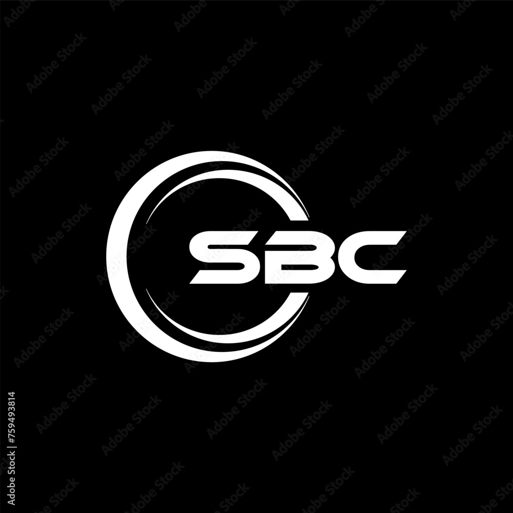 SBC letter logo design with black background in illustrator. Vector ...