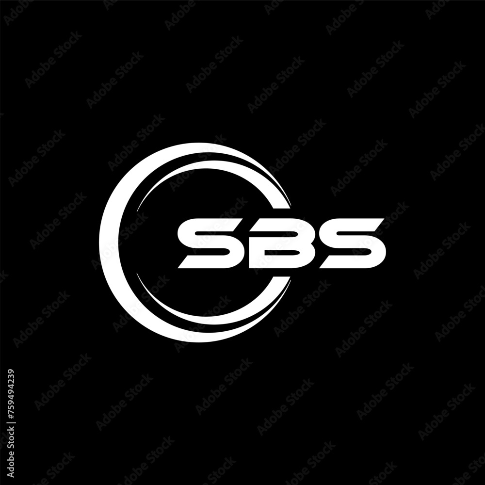 SBS letter logo design with black background in illustrator. Vector ...