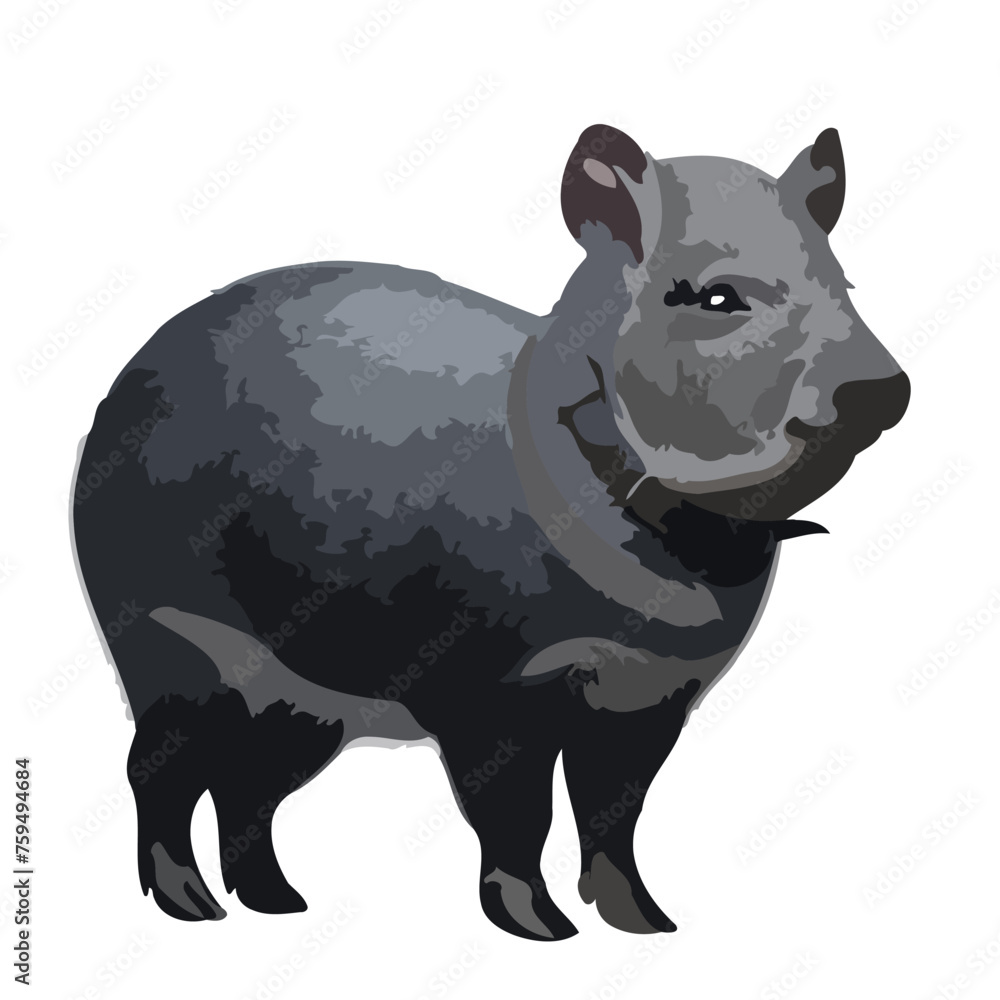 A collared peccary, also known as Pecari tajacu, standing gracefully ...
