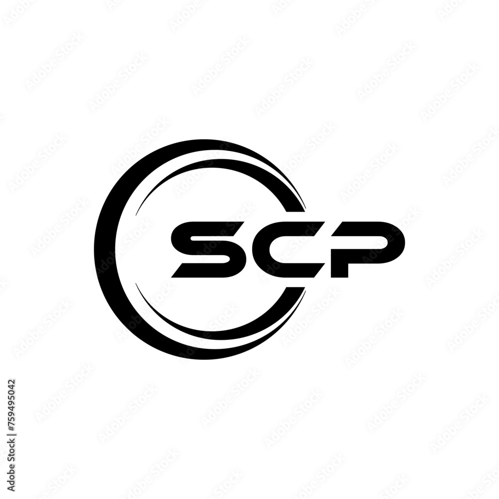 SCP letter logo design in illustration. Vector logo, calligraphy ...