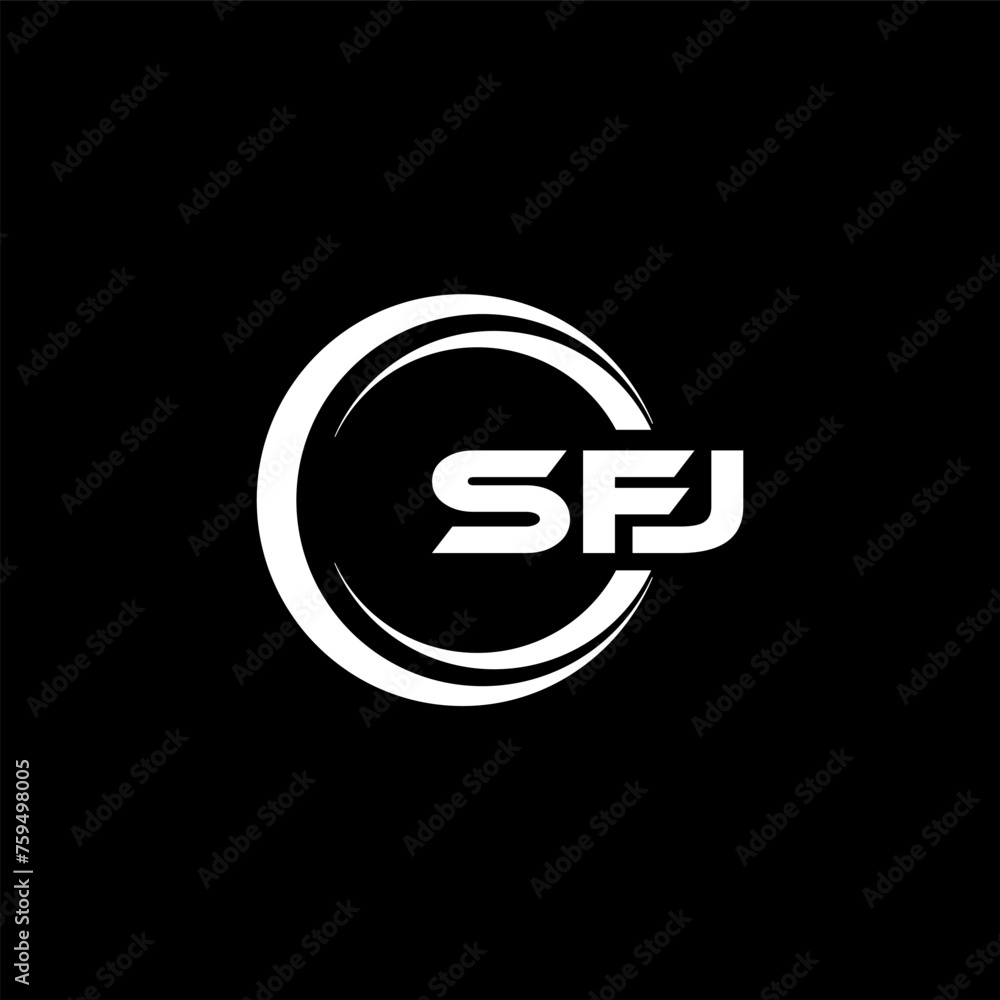 SFJ letter logo design in illustration. Vector logo, calligraphy ...