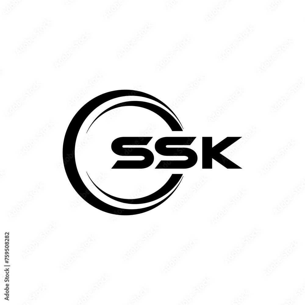 SSK letter logo design in illustration. Vector logo, calligraphy ...