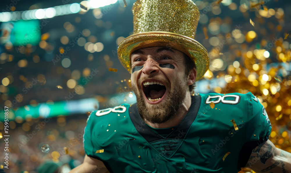 Foto de Professional football player celebrating the league win ...