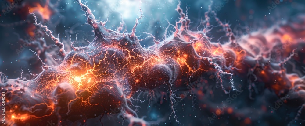 microscopic photography of alien glowing and charged with electricity ...