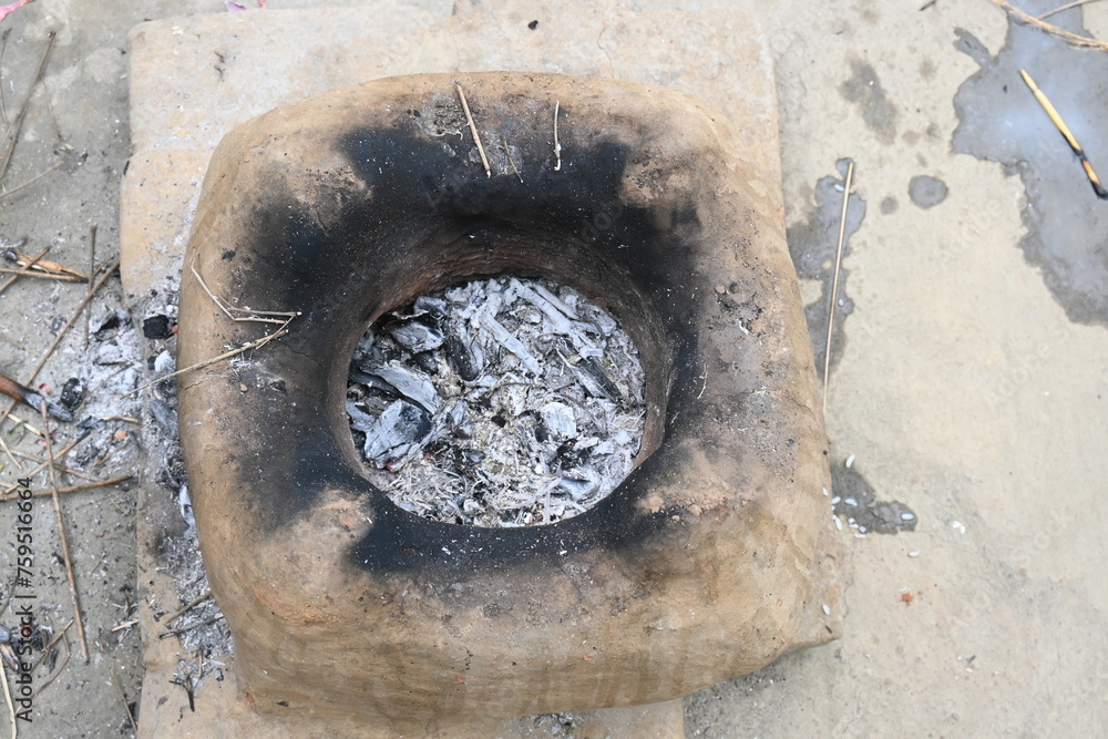 Clay stove. This is a type of cooking stove. It is used in rural area ...