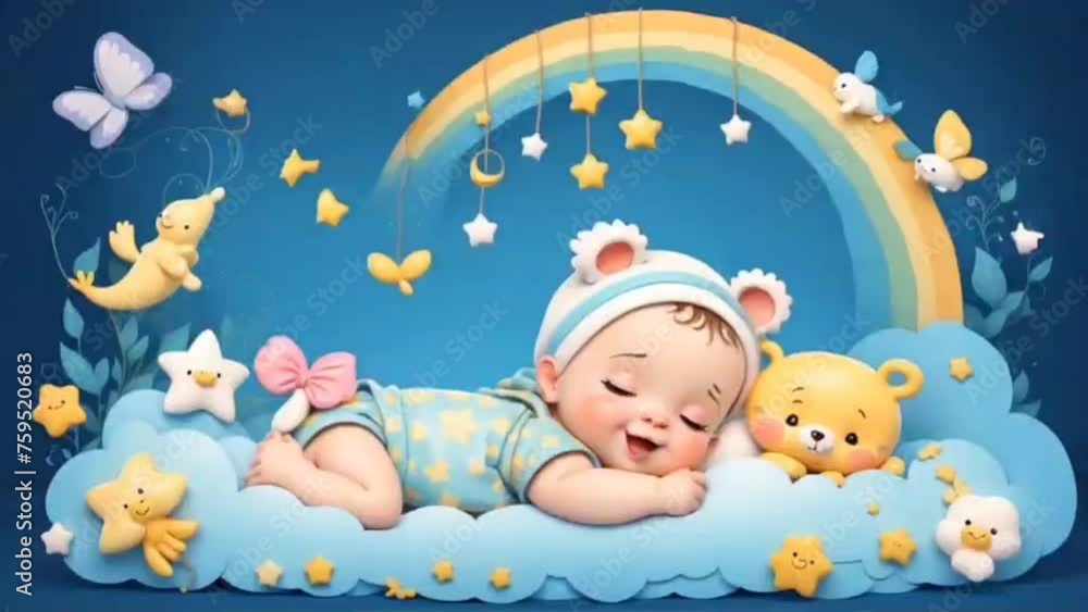 Slumber Serenade: Animated Lullaby Vignette. cute sleeping baby ...