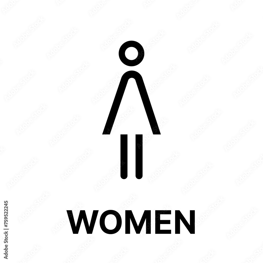 women's restroom sign, lady's room, WC pictogram. gender icon, toilet ...