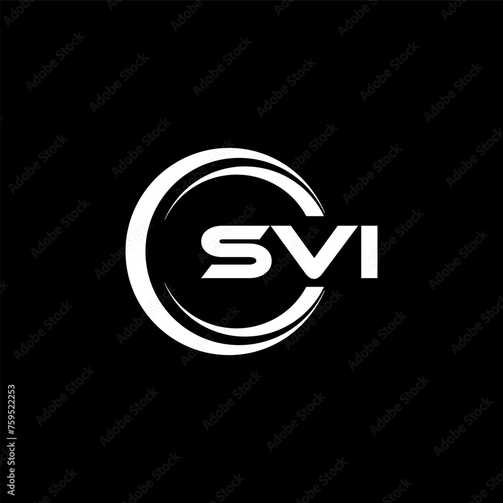 SVI letter logo design with black background in illustrator, cube logo ...
