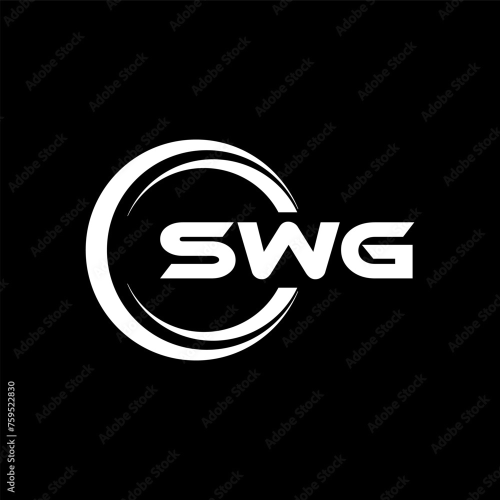 SWG letter logo design with black background in illustrator, cube logo ...