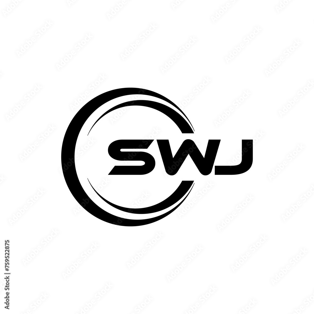 SWJ letter logo design with white background in illustrator, cube logo ...