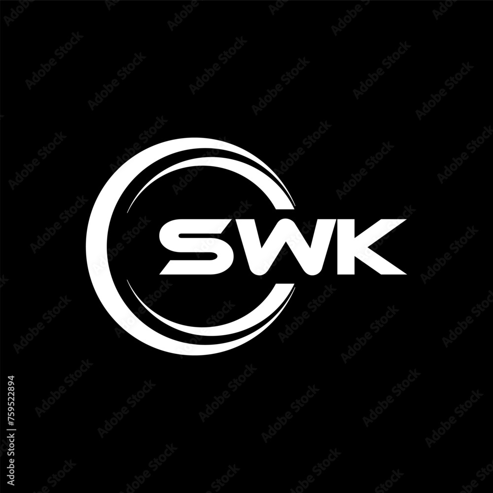 SWK letter logo design with black background in illustrator, cube logo ...