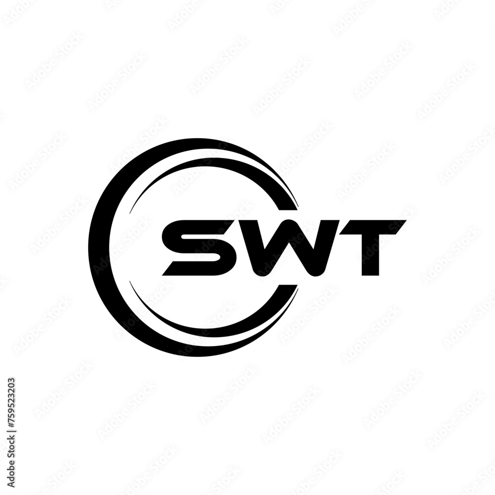 SWT letter logo design with white background in illustrator, cube logo ...