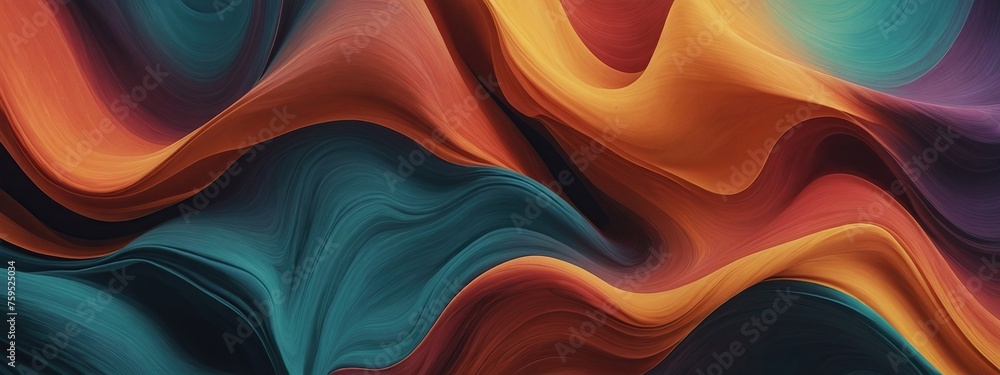 This abstract artwork evokes retro vibes through vibrant gradients and ...