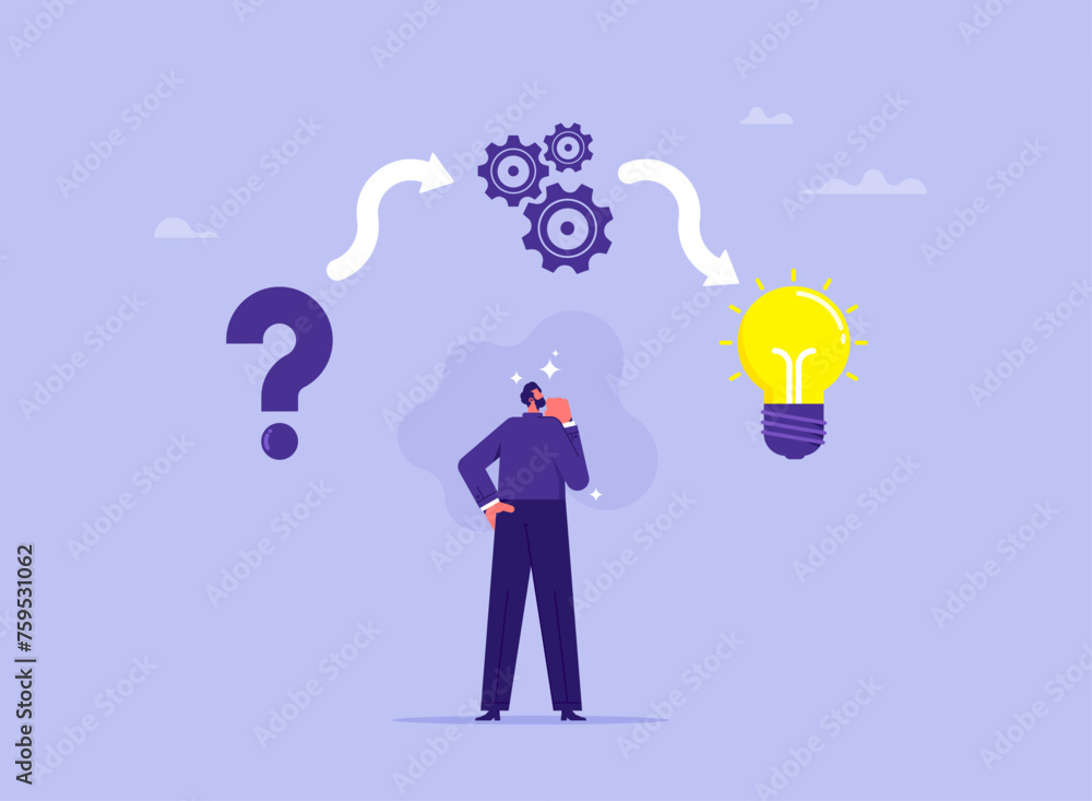 Thinking or problem solving process concept , solution to solve problem ... Thinking or problem solving process concept , solution to solve problem ...