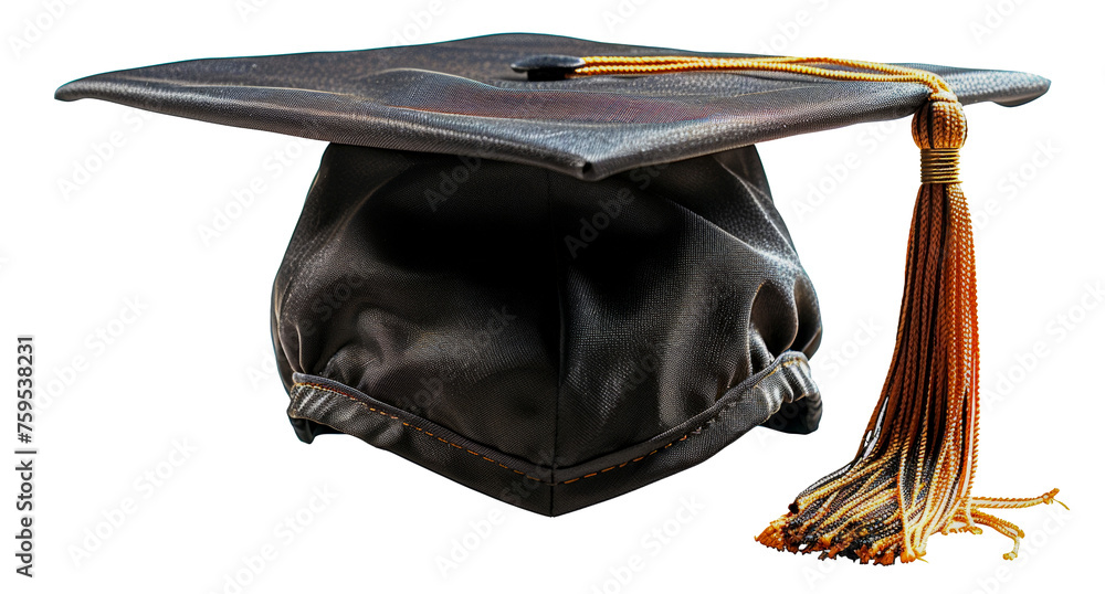 Vintage leather graduation cap with tassel, cut out - stock png. Stock ...