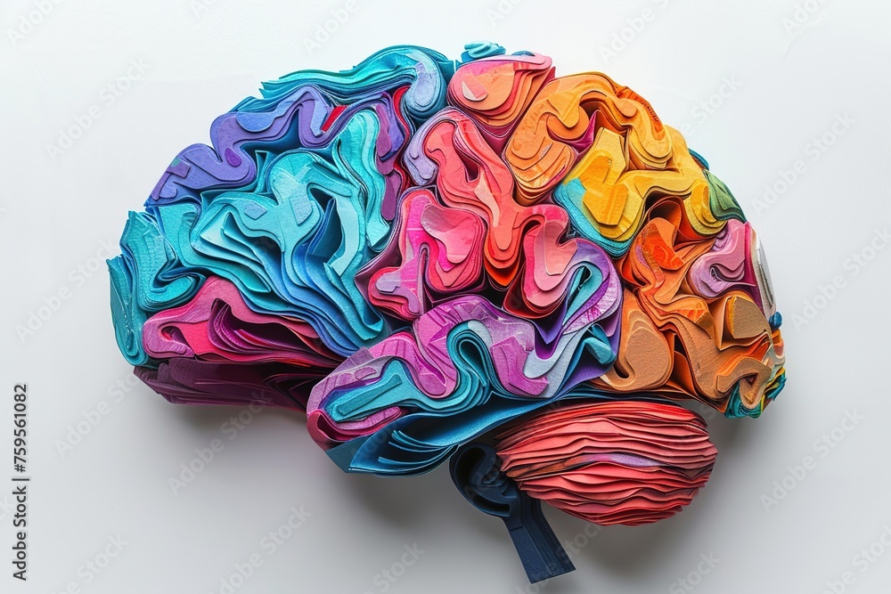 Image of a brain made of paper on an isolated background. Beautiful ...