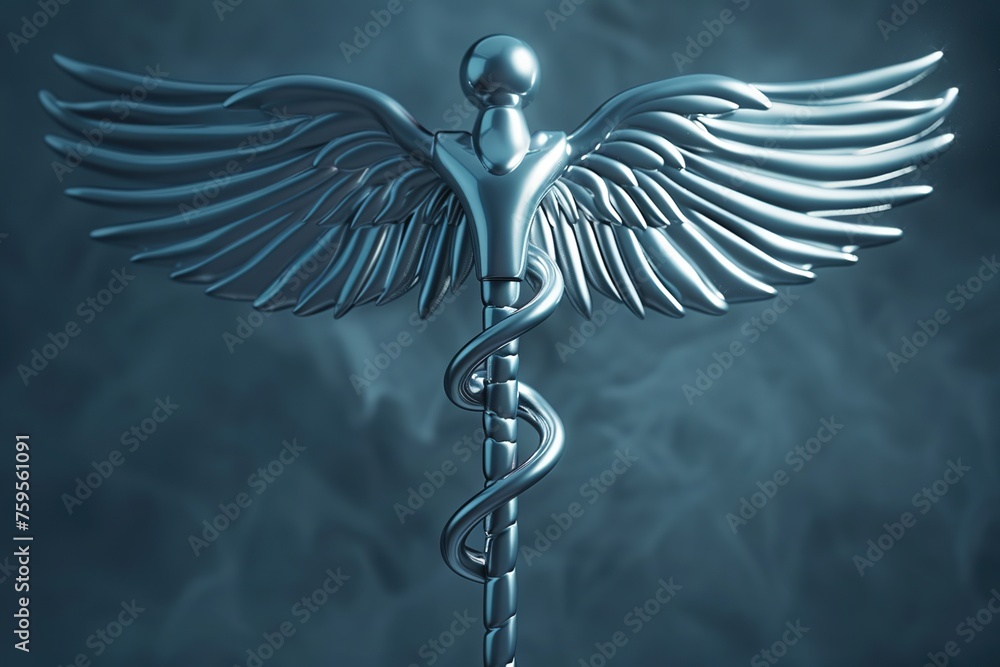 caduceus - medical symbol concept 3D rendering.Symbol of a The Crossed ...
